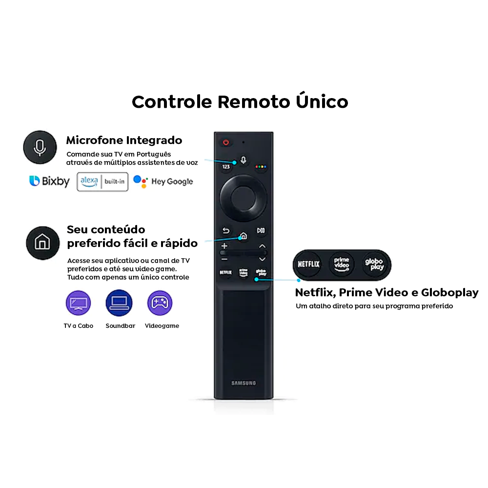 Smart TV Samsung 65'' 4K Crystal Wi Fi Bluetooth HDR Google Assis. Alexa built - UN65AU7700GXZD