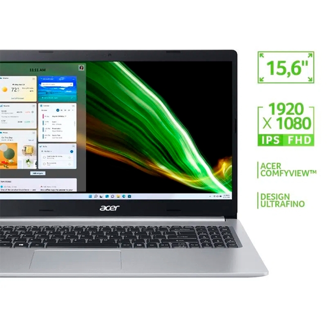 Notebook Acer Aspire 5 15,6'' FHD I5 - 10210U 256GB SSD 8GB MX250 2GB Win 11 Home Prata - A515 ...