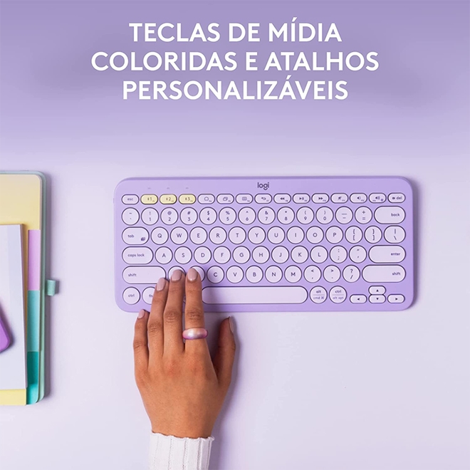 Teclado Sem Fio Logitech K380 Bluetooth Lilás US - 920-011391