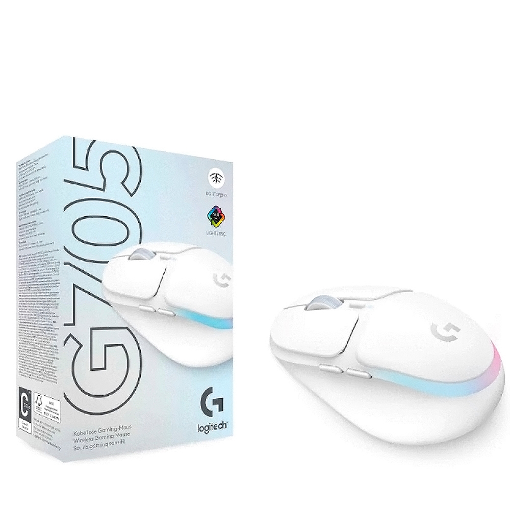 Mouse Gamer Sem fio Logitech G705 Aurora Lightspeed RGB Bluetooth USB Branco - 910-006366