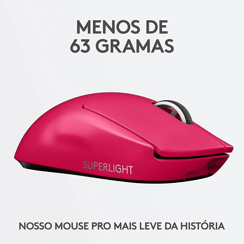 Mouse Gamer Sem Fio Logitech G Pro X Superlight USB Rosa- 910-005955