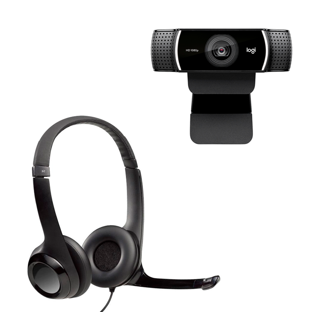 Kit Vídeo Conferência Logitech 2 em 1 Webcam HD Pro com tripé + Headset ...