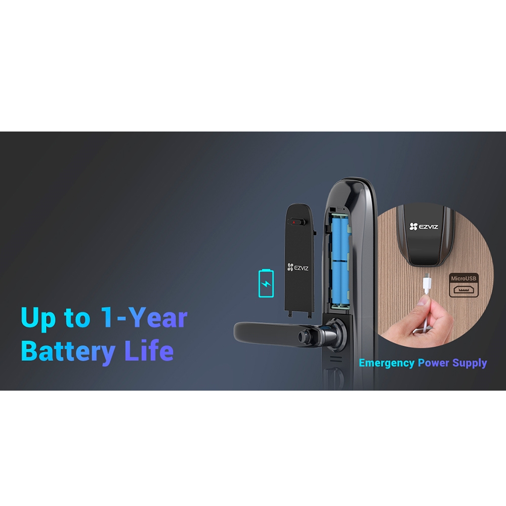 Fechadura Digital Smart Ezviz L2S Biometria Cartão Senha Preto - CS-L2S ...