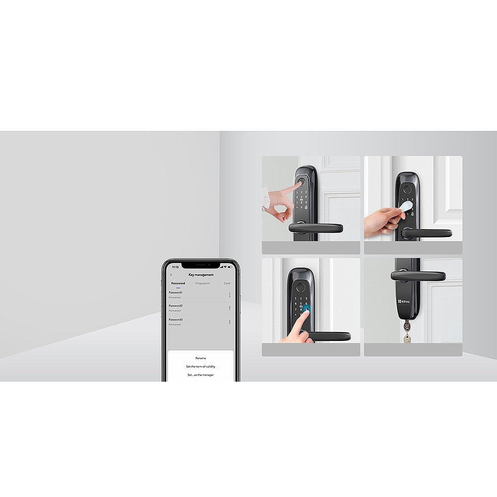 Fechadura Digital Smart Ezviz L2S Biometria Cartão Senha Preto - CS-L2S ...