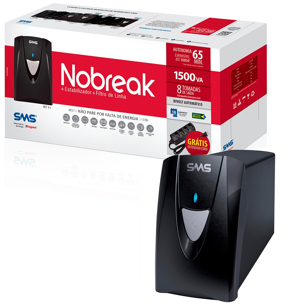 Nobreak Sms Net4+ Senoidal UPS 1500VA Bivolt USM1500BI - 0027297