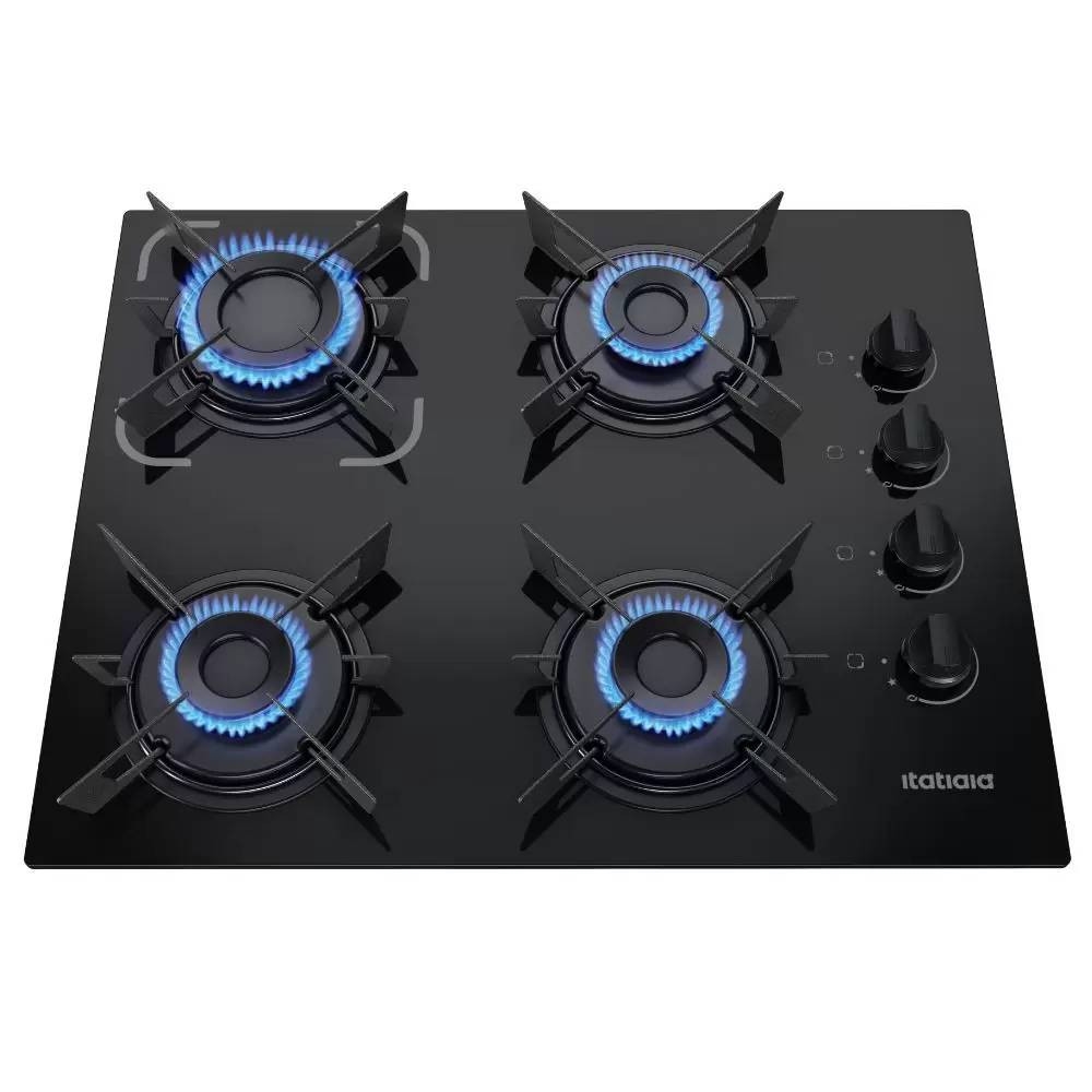 Cooktop 4 Bocas Itatiaia Electra Vidro Temperado Gás 4Q Preto Bivolt - 3700000351