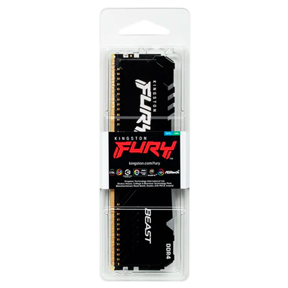 Memória Kingston Fury Beast 16GB 3200MHz DDR4 RGB CL16 - KF432C16BB12A/16