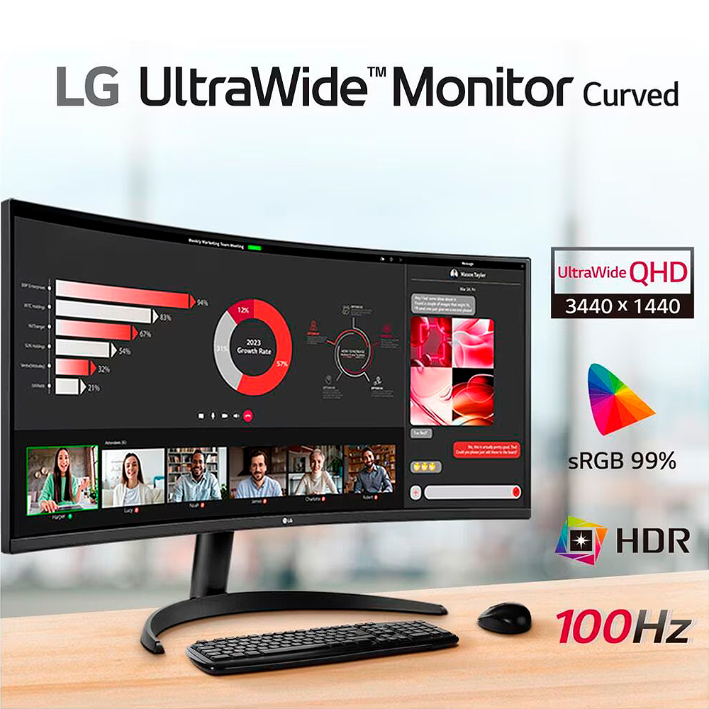 Monitor Gamer LG 34'' UltraWide WQHD 100Hz 5ms HDMI IPS HDR10 Freesync ...