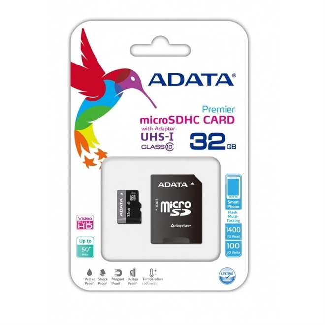 Cartão de Memória Adata Premier microSDXC/SDHC UHS-I Class10 32GB AUSDH32GUICL10-RA1