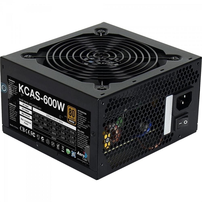 Fonte Aerocool 600W KCAS 80 Plus Bronze KCAS-600W