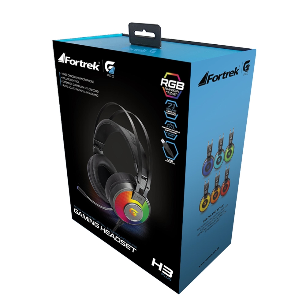 Headset Gamer Fortrek G Pro H3+ 7.1 RGB Cinza