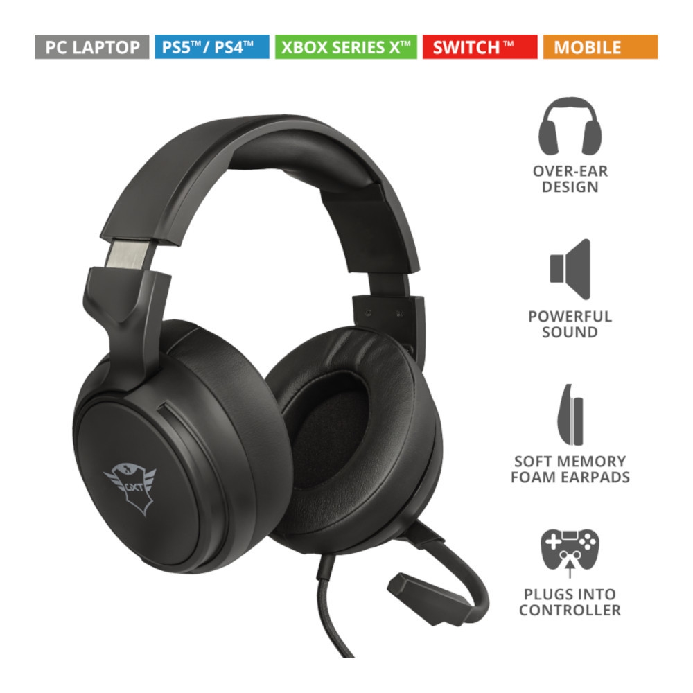 Headset Gamer Trust Hawk 7.1 Bass Vibration LED USB GXT 363