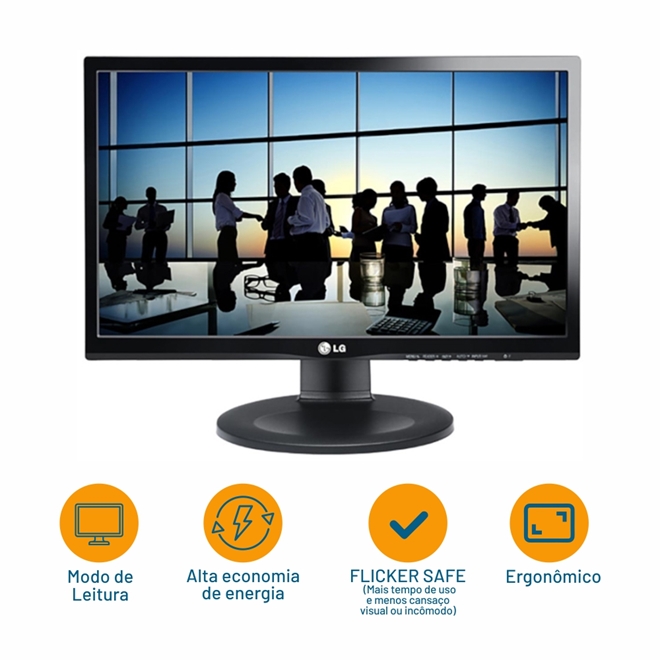 Monitor LG LED 21,5'' Full HD 60Hz 5ms IPS HDMI DP VGA Preto 22BN550Y