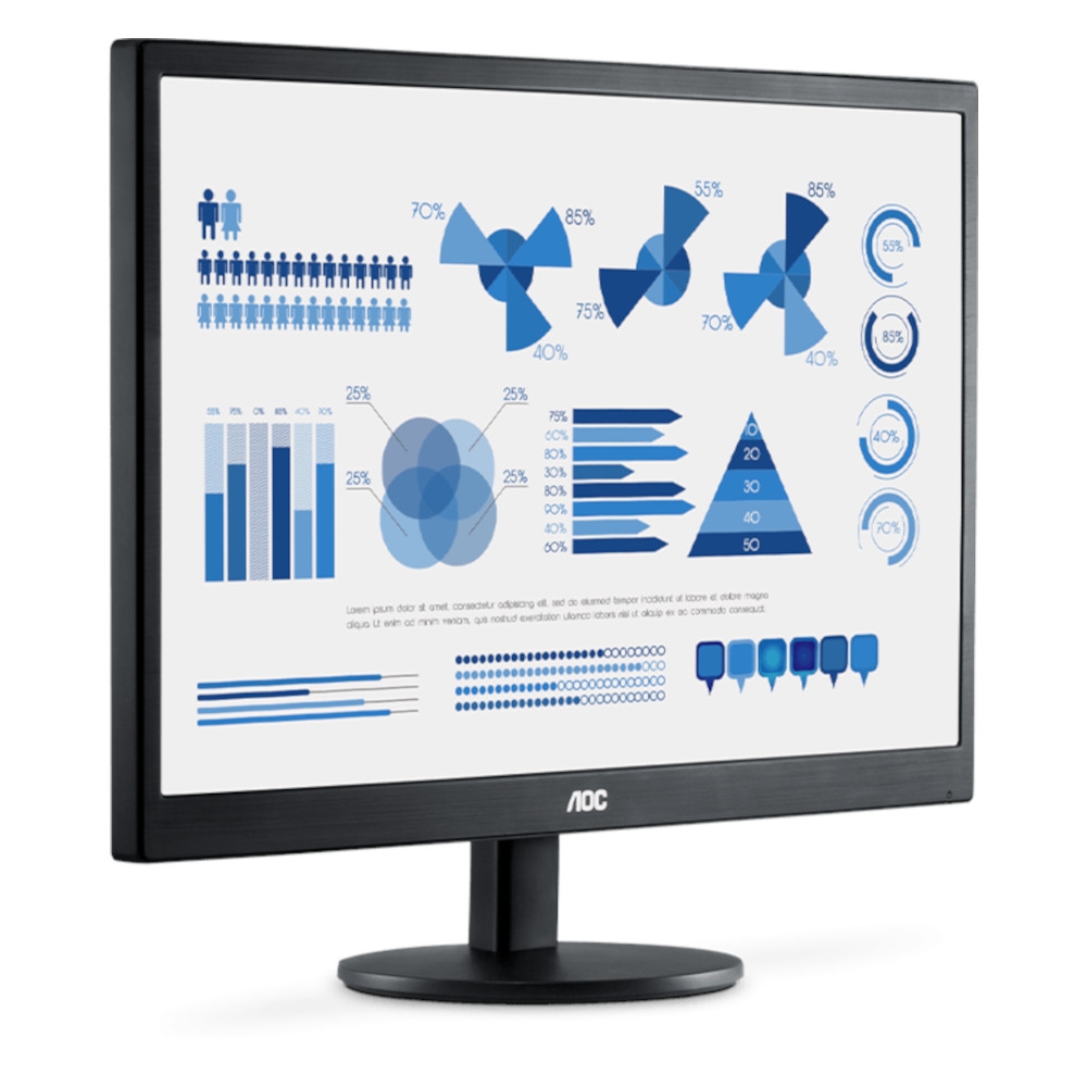 Monitor AOC LED 18.5'' HD 60Hz 5ms VGA HDMI Preto E970SWHNL