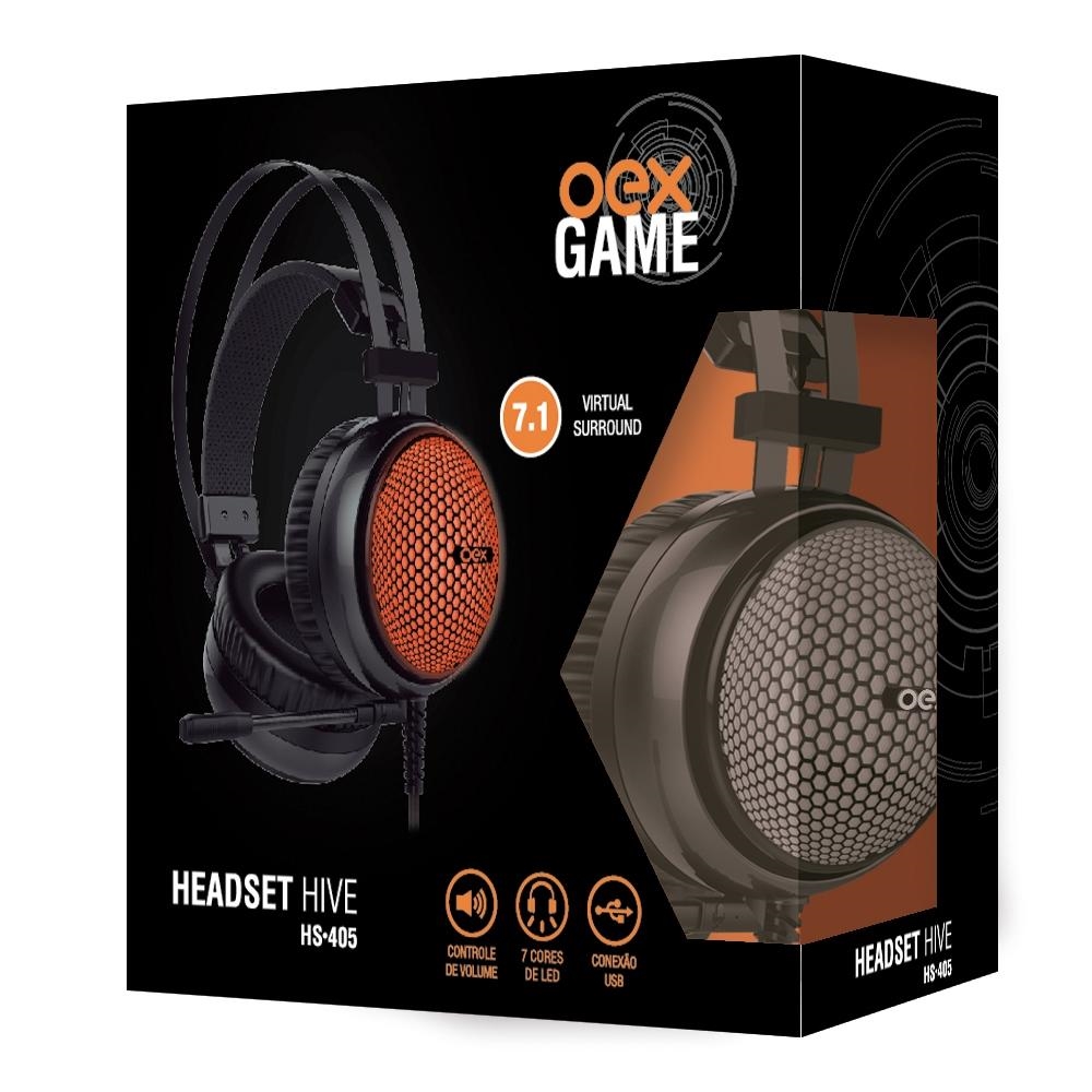 Headset Gamer OEX Game Hive 7.0 Led Rainbow USB HS405