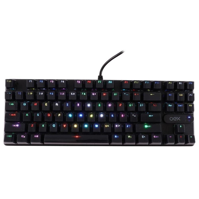 Teclado Mecânico Gamer OEX Game Phantom RGB US Preto Switch Blue TC700