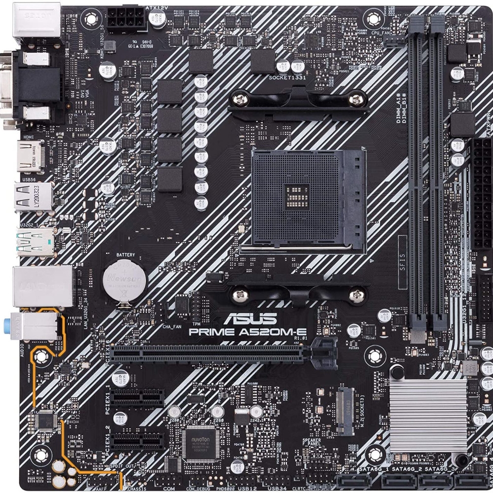 Placa-Mãe Asus para AMD AM4 Prime A520M-E 2xDDR4 MATX