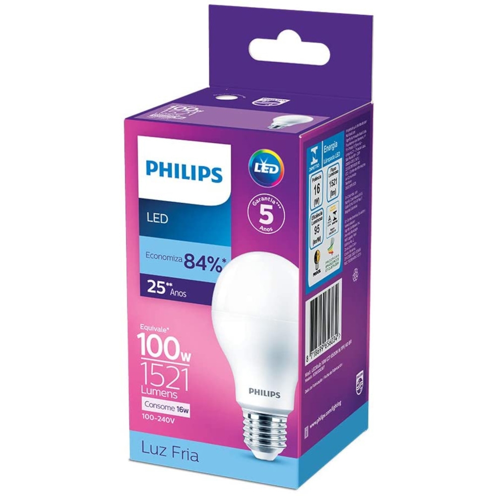 Lâmpada Led Philips 16W bivolt luz branca fria 6500K base E27