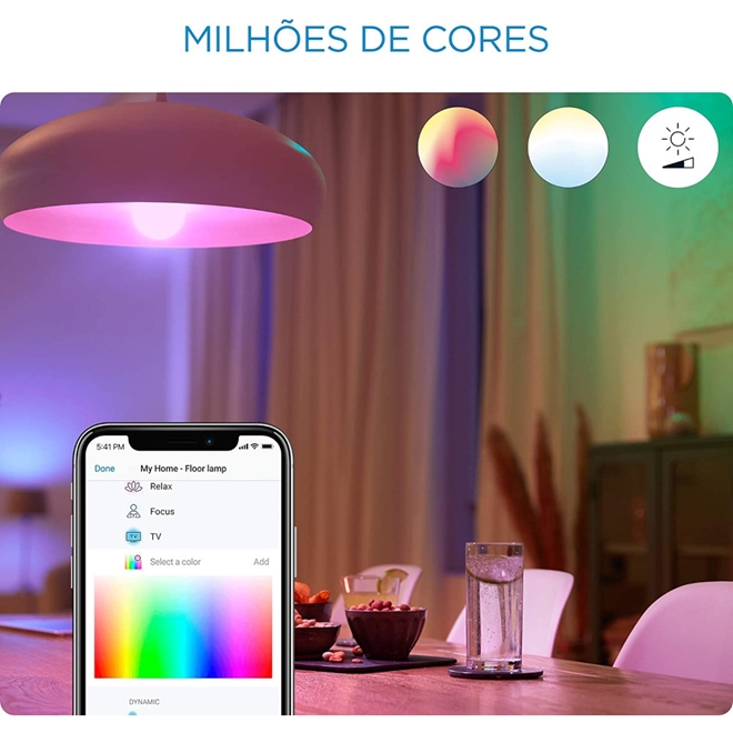 Lâmpada Led Smart Wifi Philips 8.8w Wiz bulbo A60 127V base E27