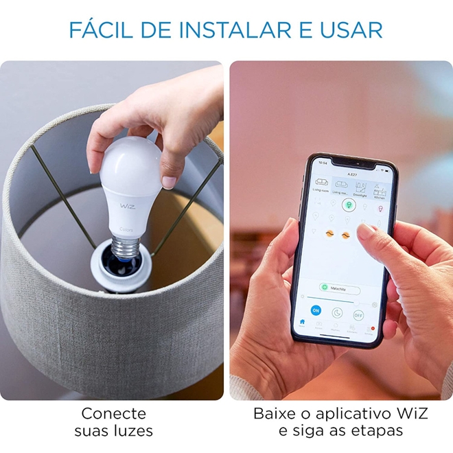Lâmpada Led Smart Wifi Philips 8.8w Wiz bulbo A60 127V base E27