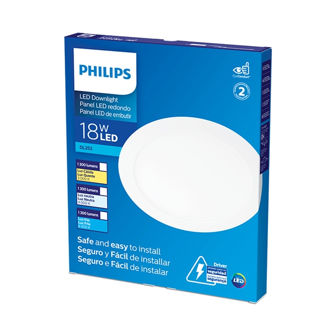 Painel De Led Philips Plafon Downlight Redonda 18W Luz Branca Fria ...