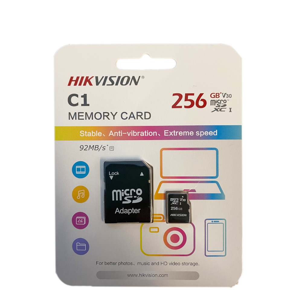 Cartão de Memória Hikvision 256GB MicroSD Com Adaptador 92MB/s C1 ...
