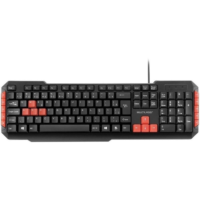 Teclado Gamer Multilaser Red Keys Multimídia USB - TC160
