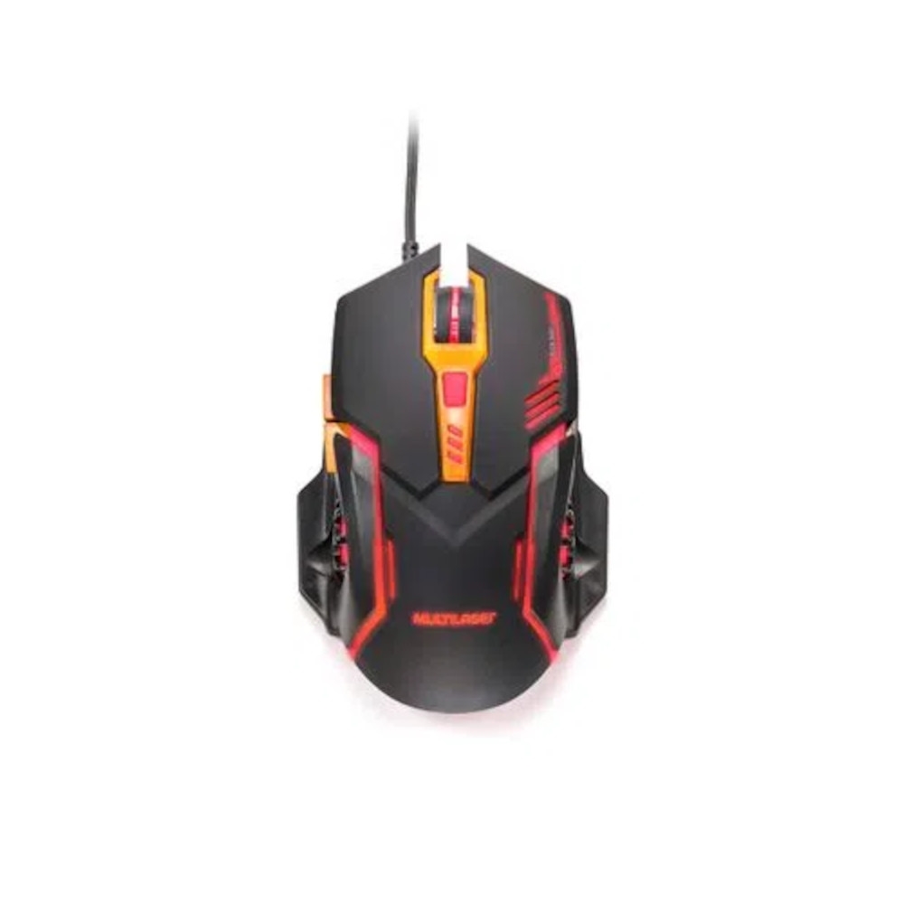 Mouse Gamer Multilaser 2400DPI Preto/Laranja - MO270