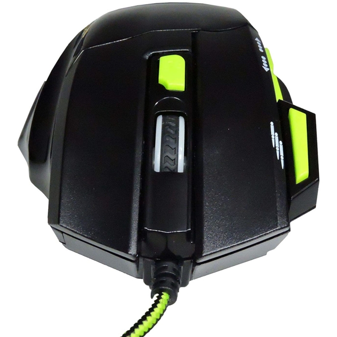 Mouse Gamer Multilaser QuickFire 2400DPI Preto/Verde MO208