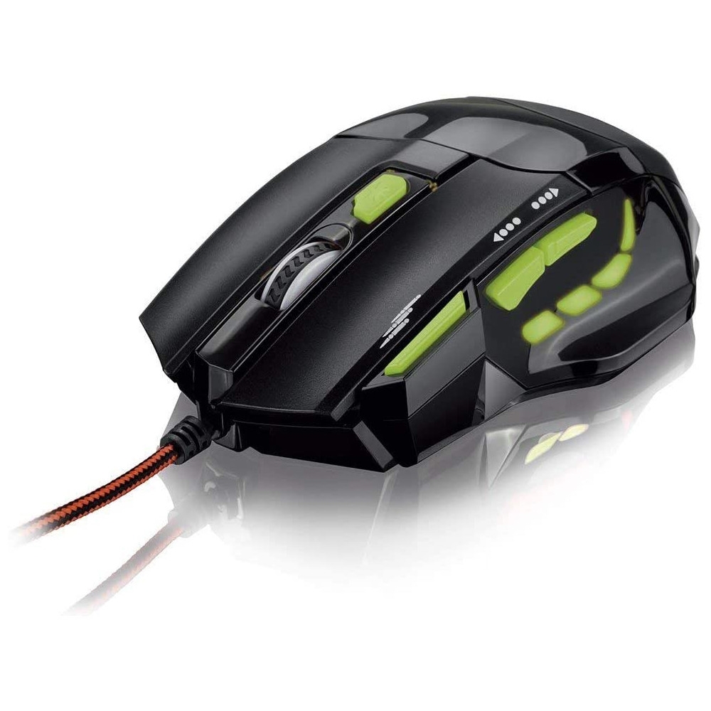 Mouse Gamer Multilaser QuickFire 2400DPI Preto/Verde MO208