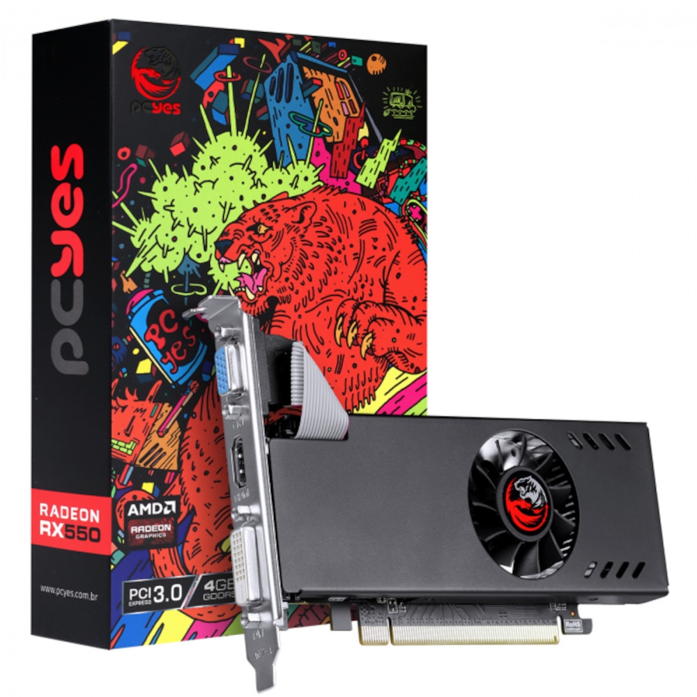 Placa de Vídeo PCyes Radeon RX 550 Low Profile 4GB 128 Bits GDDR5 ...