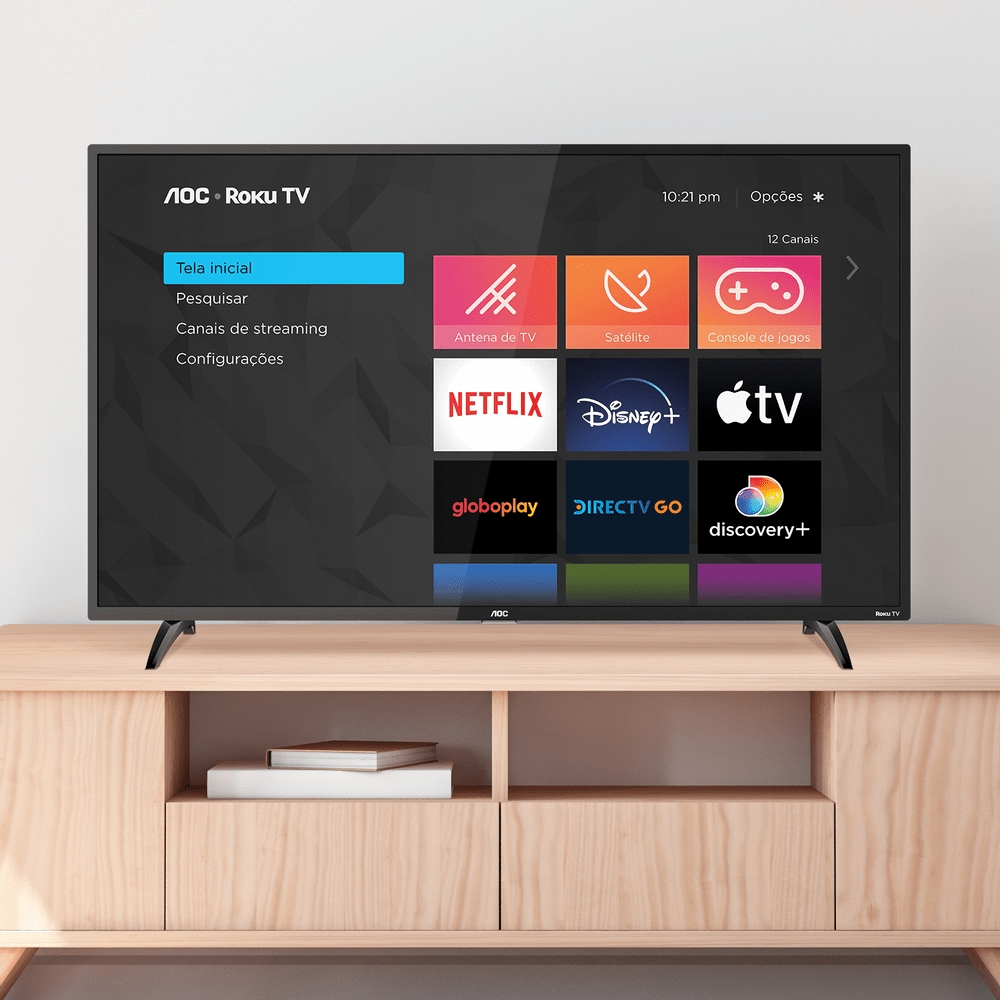 Smart TV AOC 32'' LED HD Wi-Fi Roku Google Assis. Siri Alexa - 32S5195