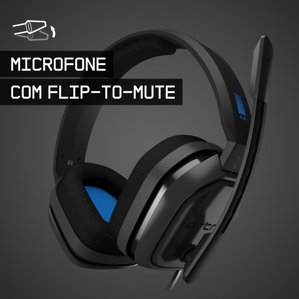 Headset Gamer Astro A10 para PS4 PC Mac Preto/Azul - 939-001838