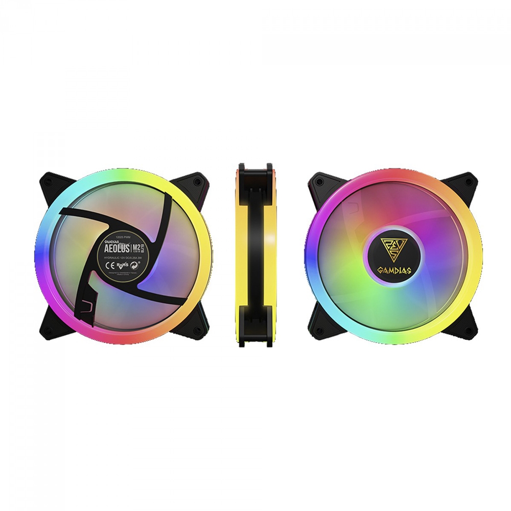 Kit com 4 Fans Gamdias Aeolus Elite 120mm RGB com Controlador Preto e ...